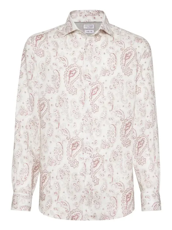 Brunello Cucinelli Paisley-print Linen Shirt - Neutrals