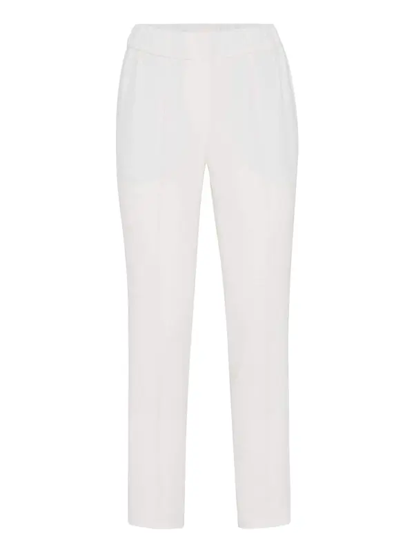 Brunello Cucinelli Silk-blend Cropped Trousers - White