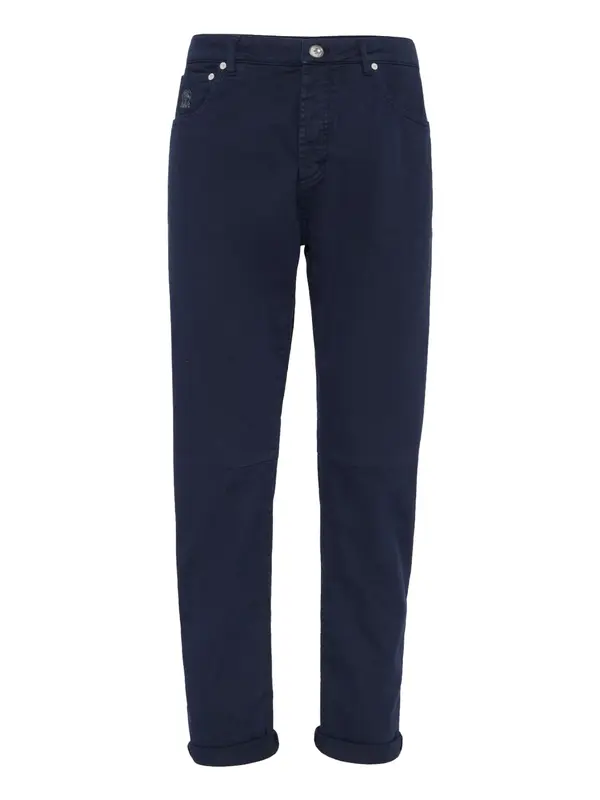 Brunello Cucinelli Straight-leg Cotton Trousers - Blue