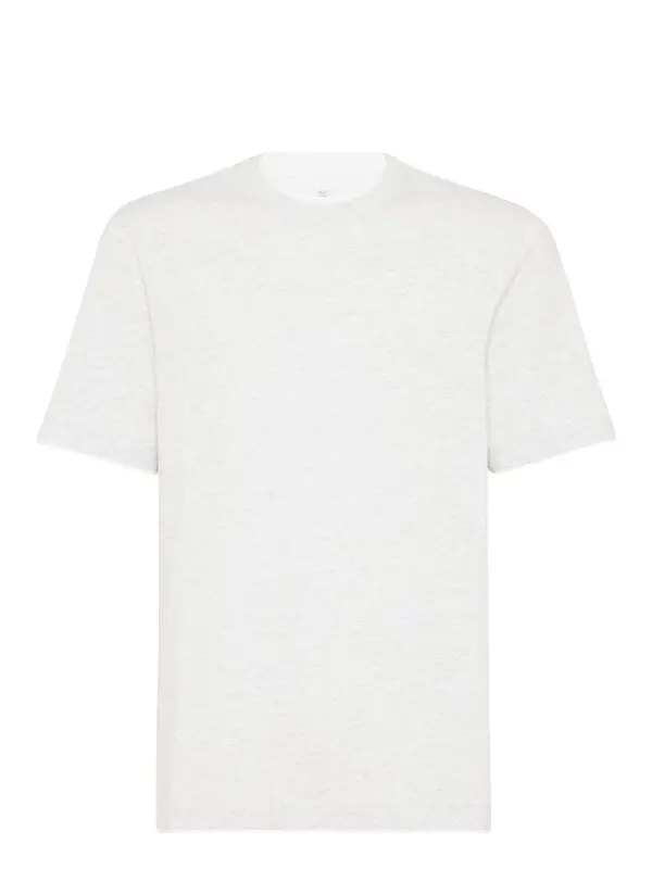 Brunello Cucinelli Mélange-effect Cotton T-shirt - White