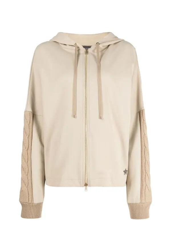 Lorena Antoniazzi Cable Knit-paneled Hoodie - Brown