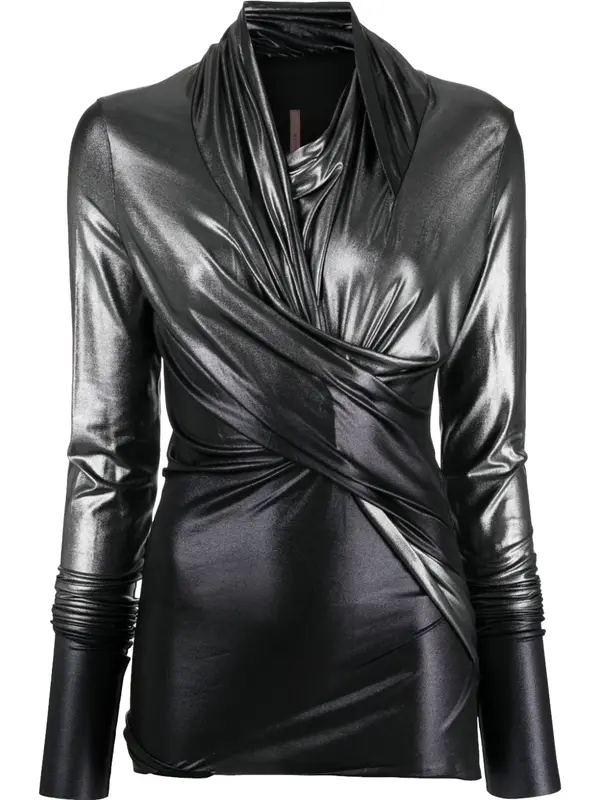 Rick Owens Asymmetric Draped Top - Silver
