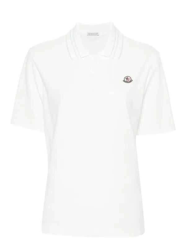 Moncler Appliqué-logo Cotton Polo Shirt - Neutrals