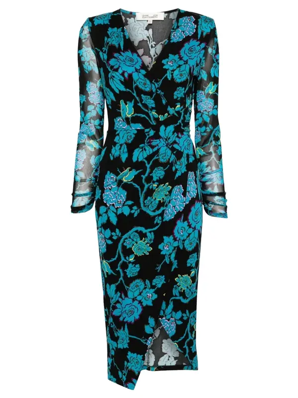 Diane Von Furstenberg Nevine Floral-print Midi Dress - Black