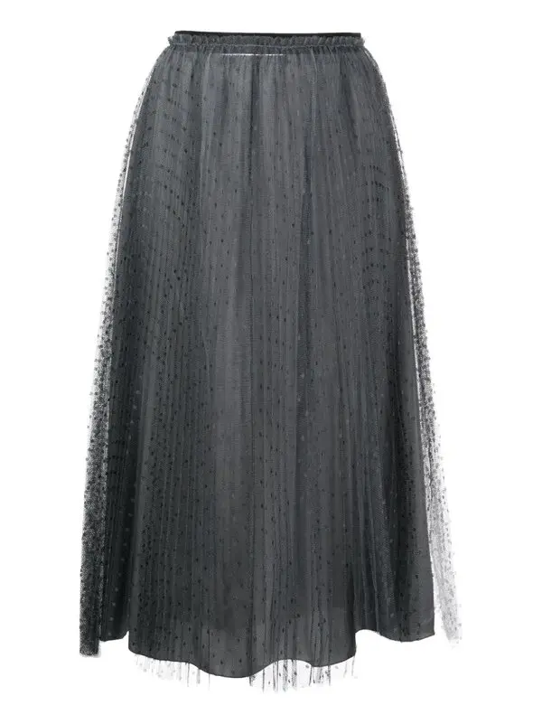 Red Valentino Point D'esprit Tulle Midi Skirt - Grey