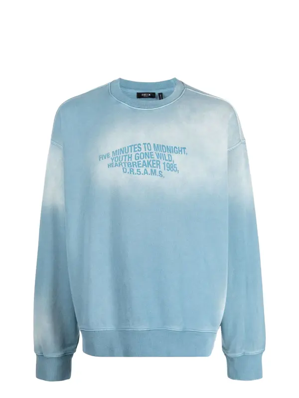 FIVE CM Sun-fade Crew-neck Sweatshirt - Blue