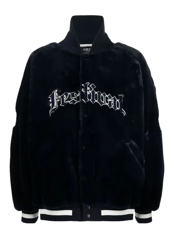 FIVE CM Logo-embroidered Faux-fur Baseball Jacket - Blue