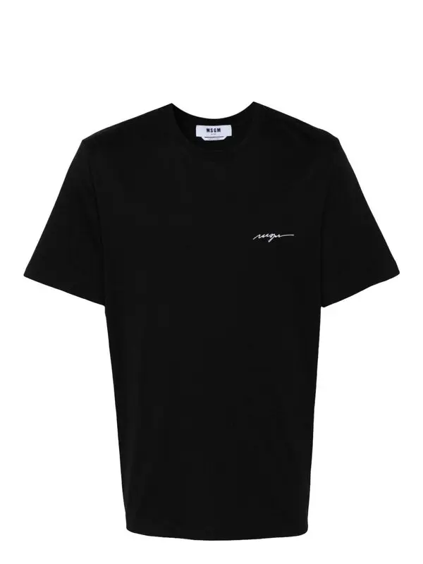 MSGM Embroidered-logo Cotton T-shirt - Black