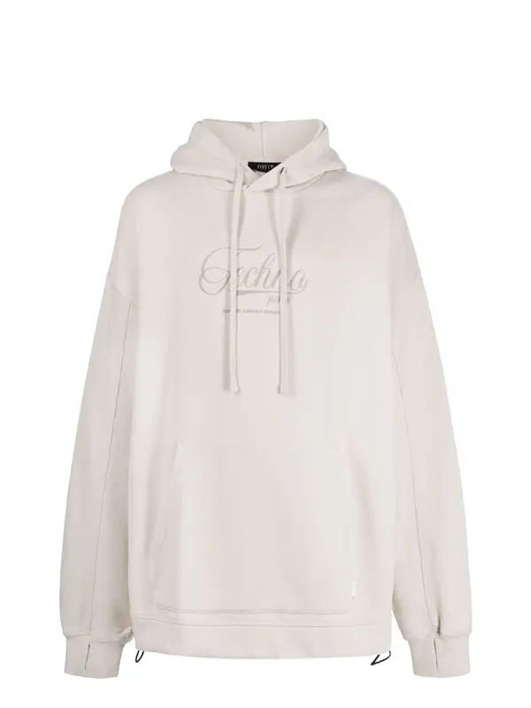 FIVE CM Terry Embroidered Cotton Hoodie - Neutrals
