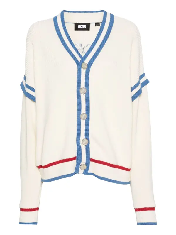Gcds Logo-patch Cotton Cardigan - White