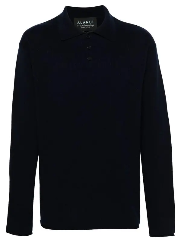 Alanui Ribbed Knit Polo Top - Blue