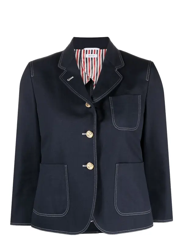 Thom Browne Sack-patch Cropped Jacket - Blue