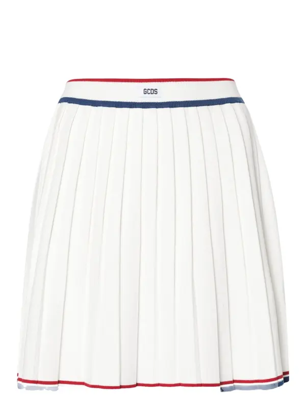 Gcds Pleated Knit Mini Skirt - White