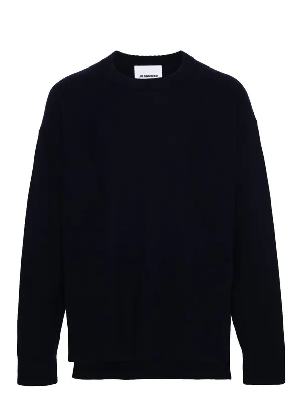 JIL SANDER Side-slit Wool Jumper - Blue