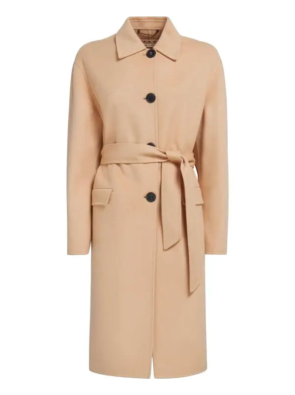 Marni Belted Virgin Wool-blend Coat - Brown