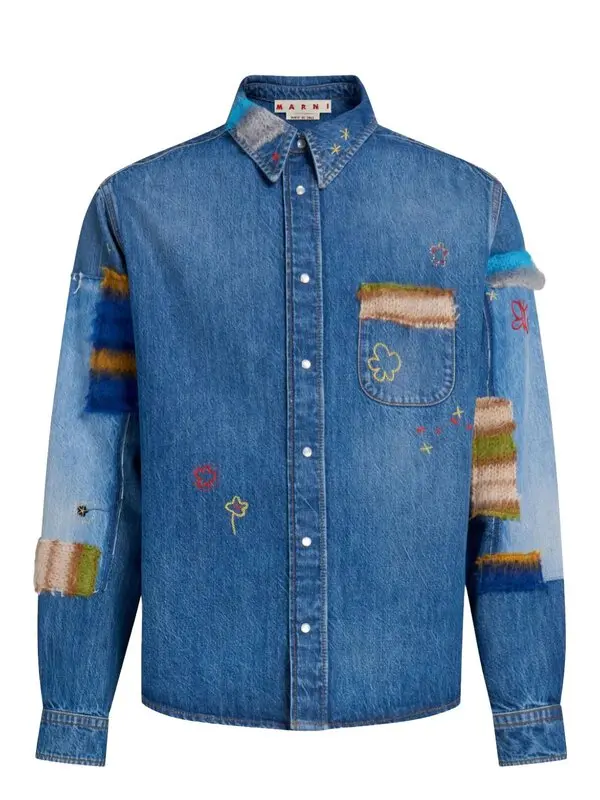Marni Embroidered Denim Shirt - Blue
