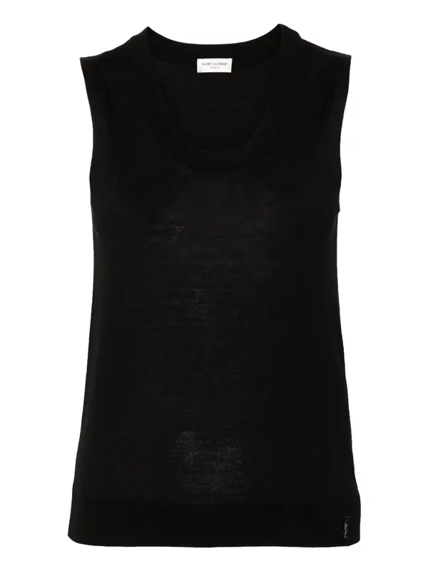 Saint Laurent Cassandre Wool Tank Top - Black