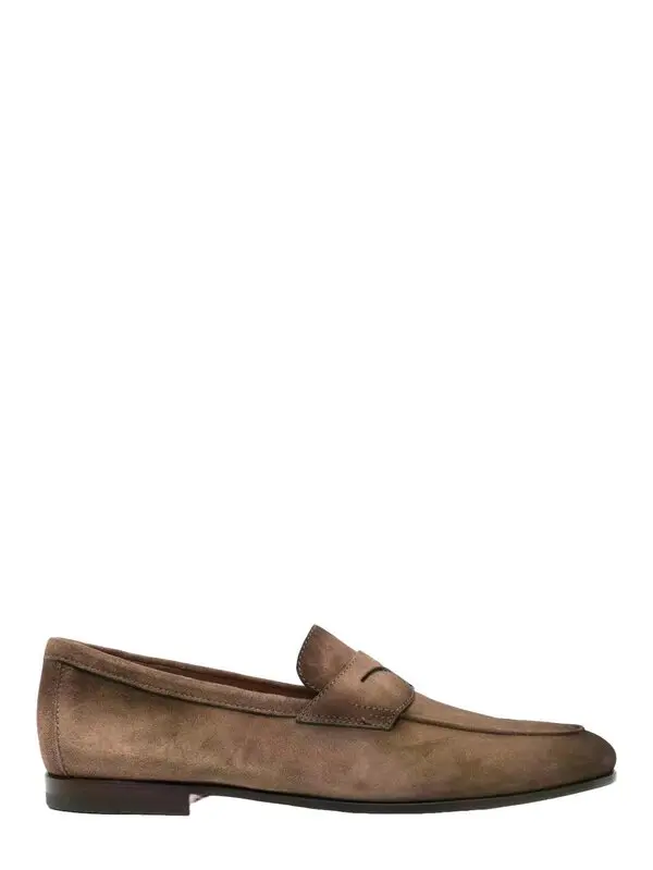 Santoni Penny-slot Suede Loafers - Brown