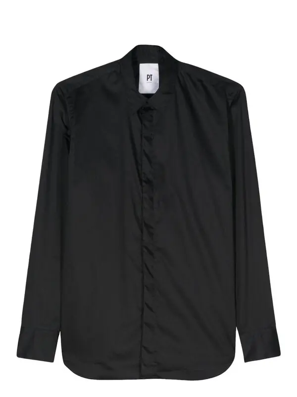 PT TORINO Cotton Satin Shirt - Black