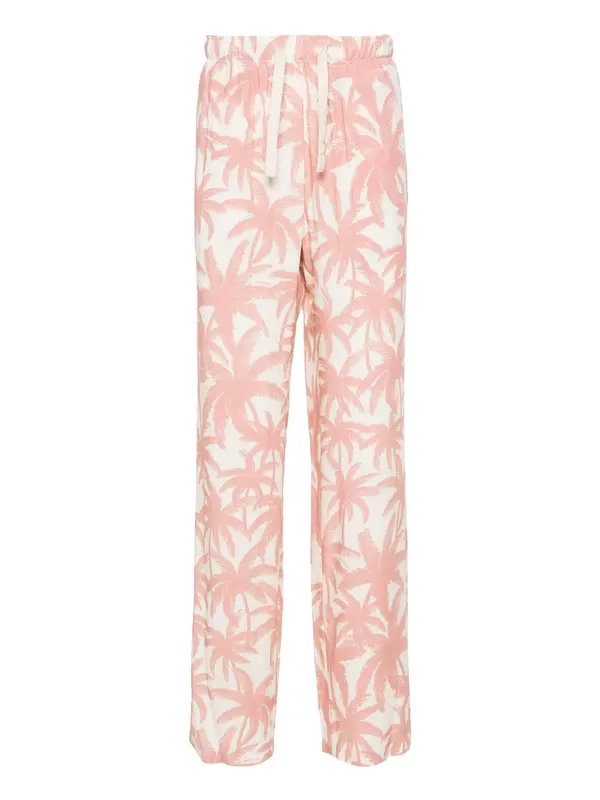 Palm Angels Palms-print Wide-leg Trousers - Pink