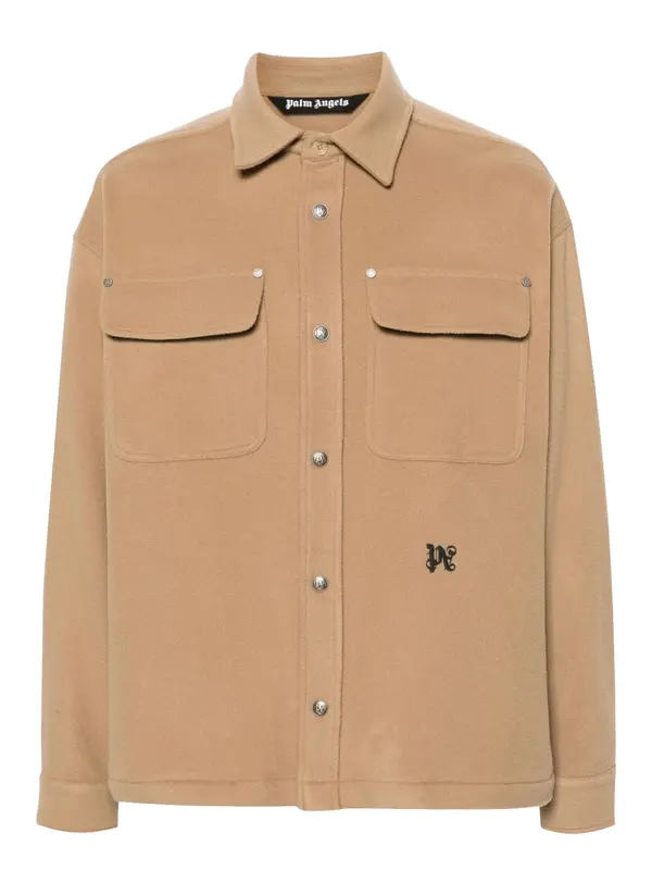 Palm Angels Logo-embroidered Shirt Jacket - Neutrals