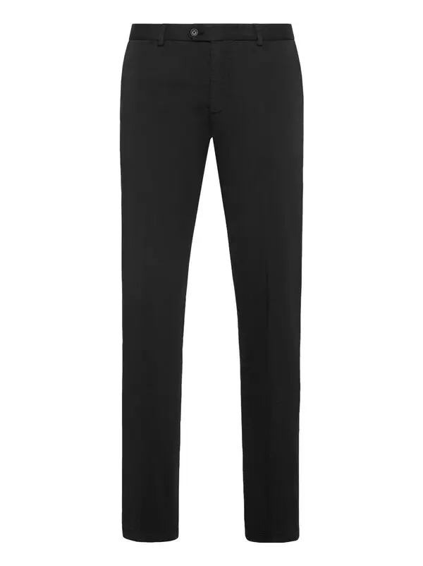 Philipp Plein Logo-patch Cotton-blend Chinos - Black