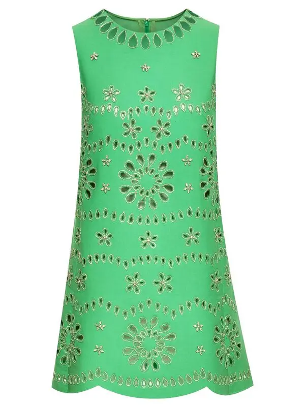 Oscar De La Renta Crystal-embellished Mini Shift Dress - Green