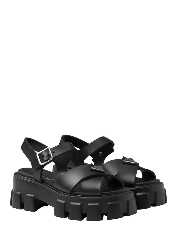 Prada Monolith Rubber Sandals - Black