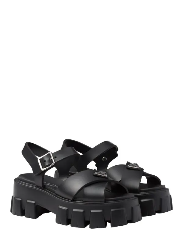 Prada Monolith Rubber Sandals - Black