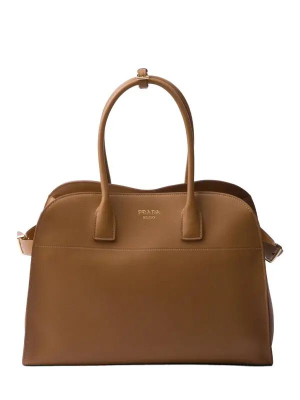 Prada Large Leather Tote Bag - Brown