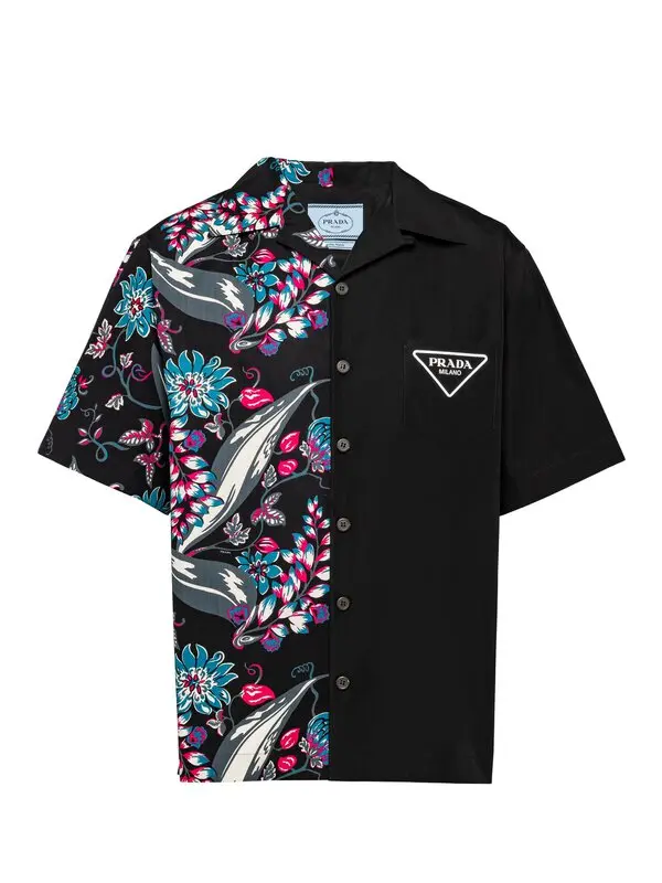 Prada Hort-leeved Cotton Hirt - Black
