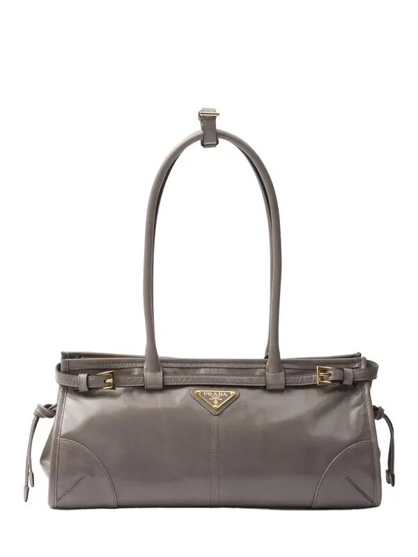 Prada Bonnie Medium Leather Handbag - Grey