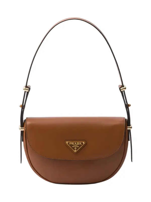 Prada Arqué Leather Shoulder Bag - Cognac