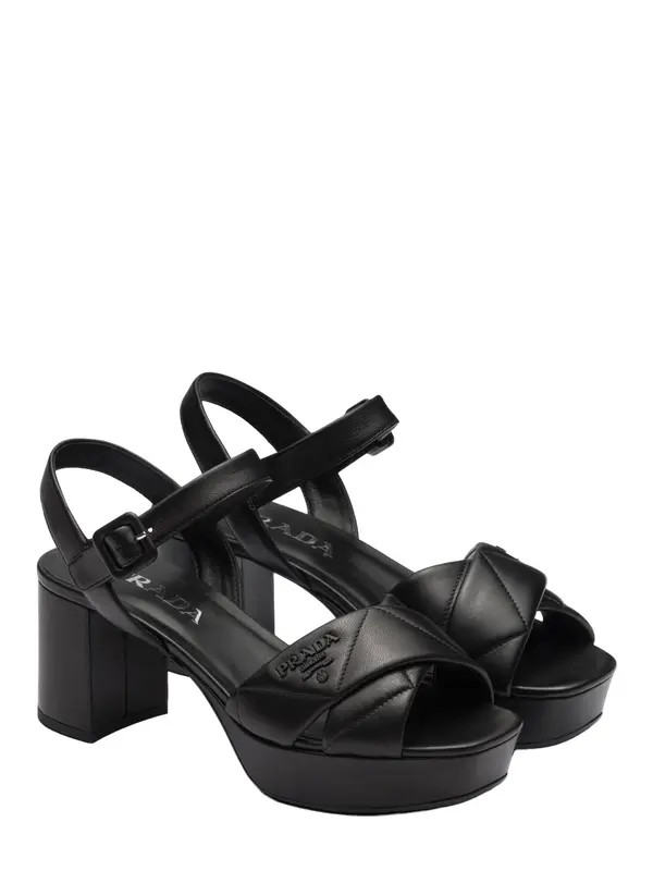 Prada Quilted Nappa Leather Platform Sandals - Black