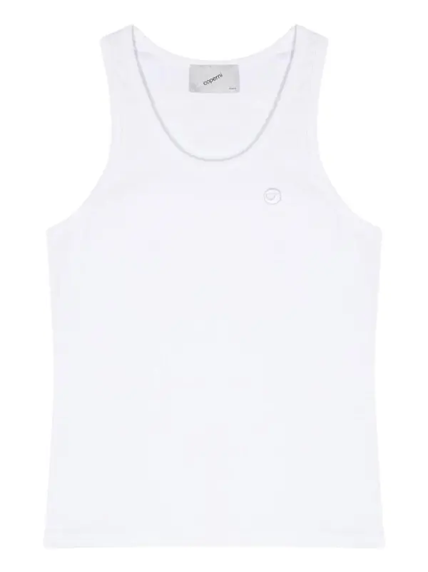 Coperni Logo-embroidered Cotton Top - White