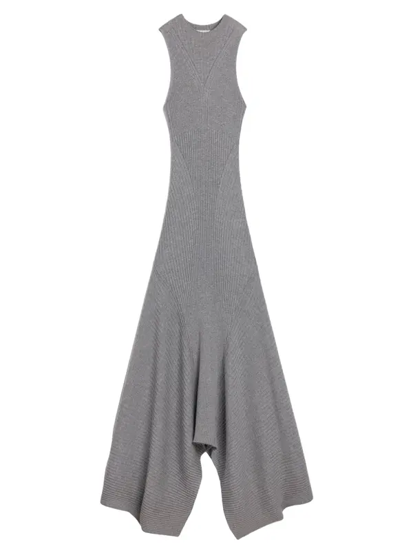 Ami Asymmetric Wool Dress - Grey