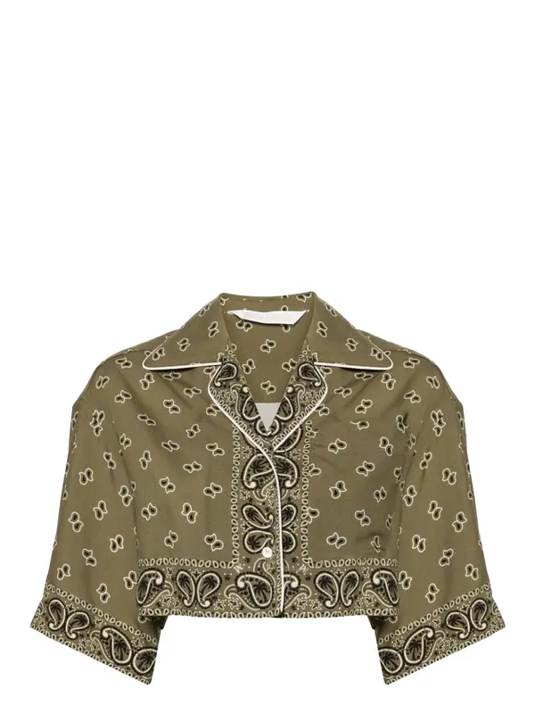 Palm Angels Paisley-print Cropped Shirt - Green