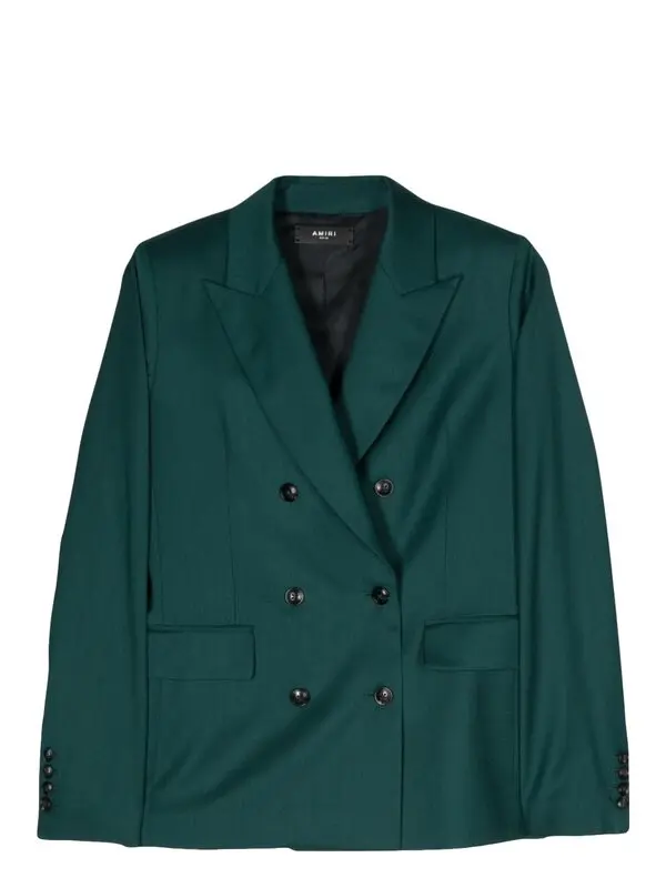 Amiri Wool Crepe Double-breasted Blazer - Green