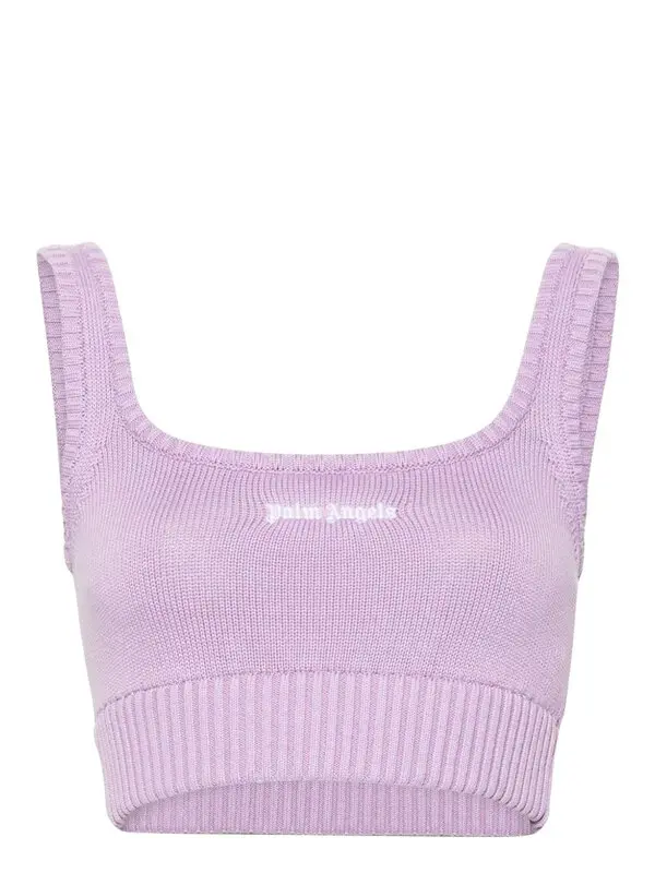 Palm Angels Embroidered-logo Knit Tank Top - Purple