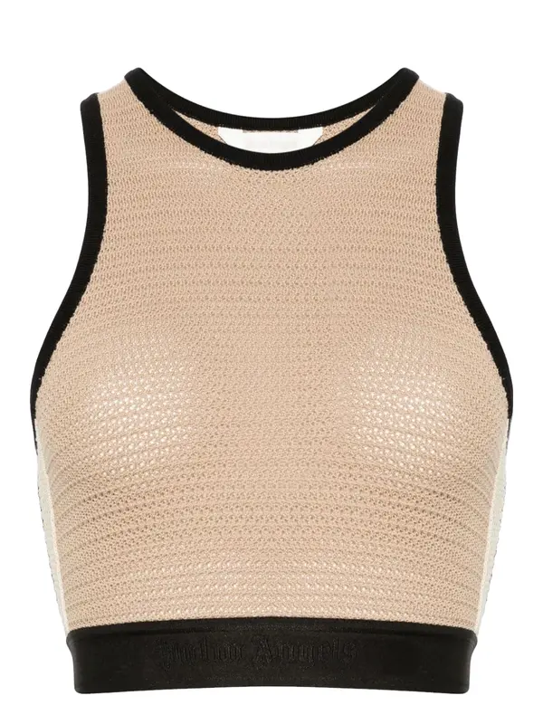 Palm Angels Logo-tape Knitted Tank Top - Neutrals