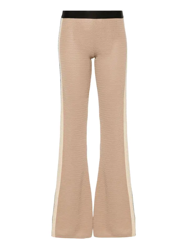 Palm Angels Logo-tape Knitted Flared Trousers - Brown
