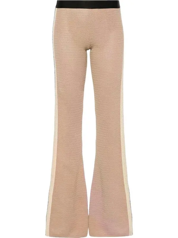 Palm Angels Logo-tape Knitted Flared Trousers - Neutrals