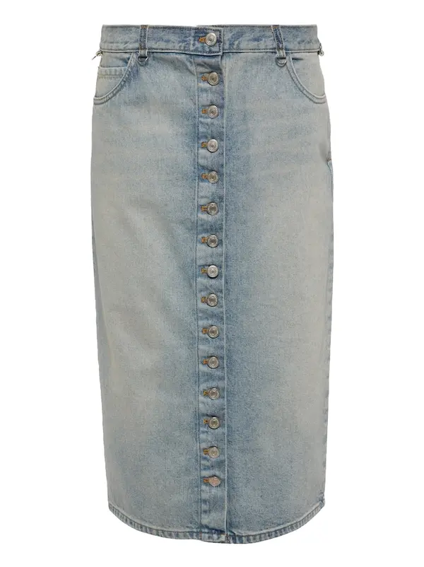 COURREGES Courrèges Multiflex Denim Midi Skirt - Blue