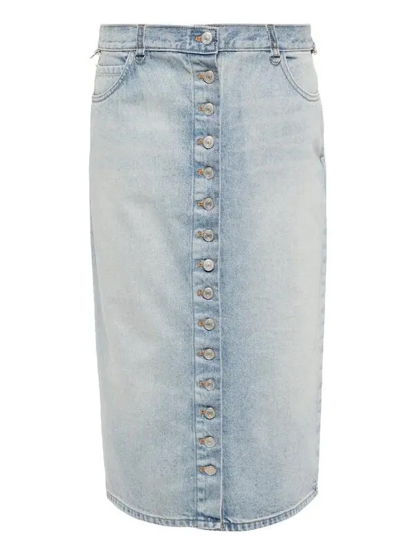 COURREGES Courrèges Multiflex Denim Midi Skirt - Blue