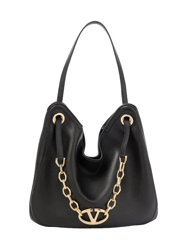 Valentino Garavani Vlogo Moon Medium Leather Tote - Black