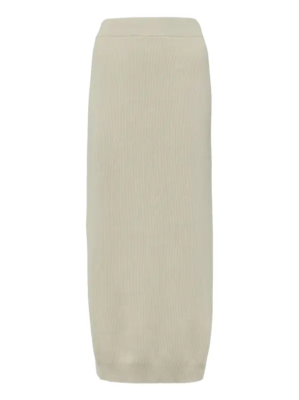 Brunello Cucinelli Ribbed-knit Cotton Midi Skirt - Neutrals