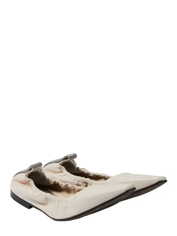Brunello Cucinelli Leather Ballet Flats - Neutrals