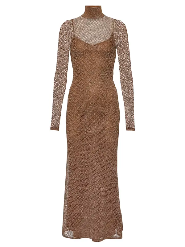 TOM FORD Open-knit Lurex® Maxi Dress - Brown