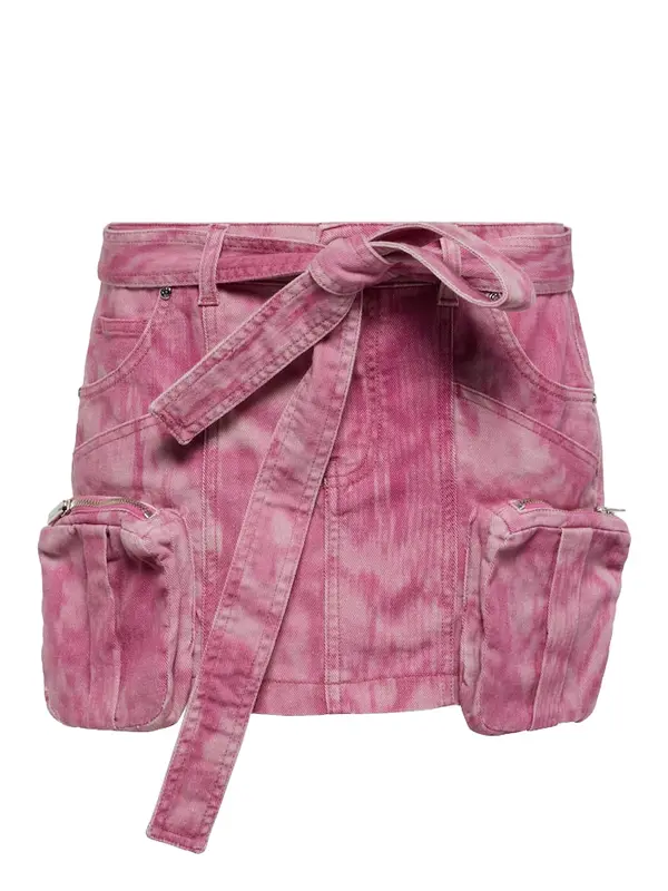 Blumarine Camouflage Denim Cargo Miniskirt - Pink