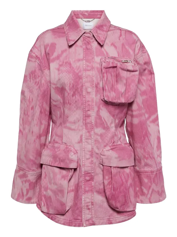 Blumarine Camouflage Denim Cargo Jacket - Pink